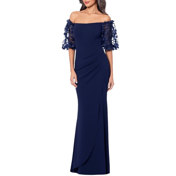 Xscape | Dresses | Nwt Xscape Evenings Melanie 3d Floral Sleeve Scuba ...
